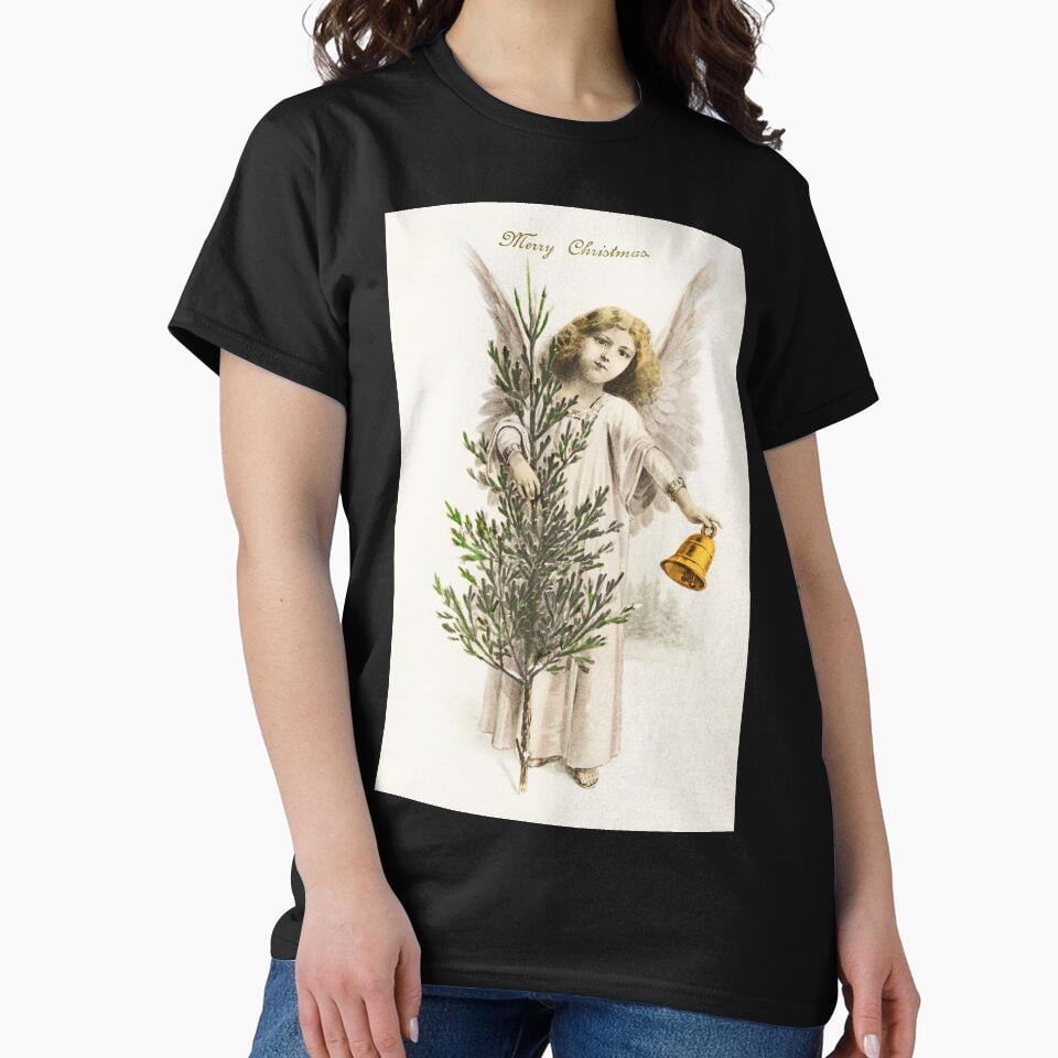 An Angel Holding A Christmas Bell 1912 Funny H5011 T-Shirt, for Men and ...