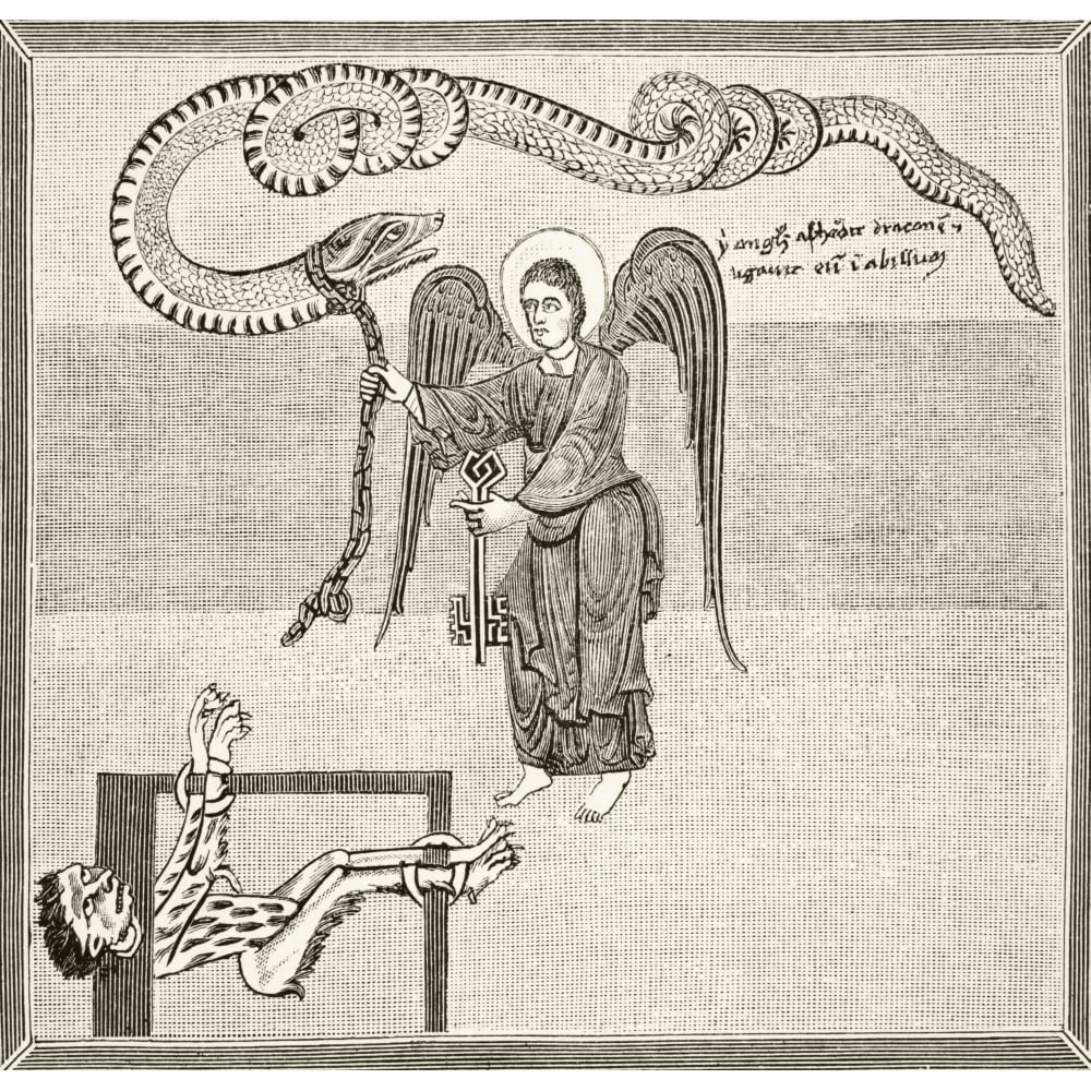 An Angel Holding The Keys Of Hell Enchains The Devil - In The Shape Of ...