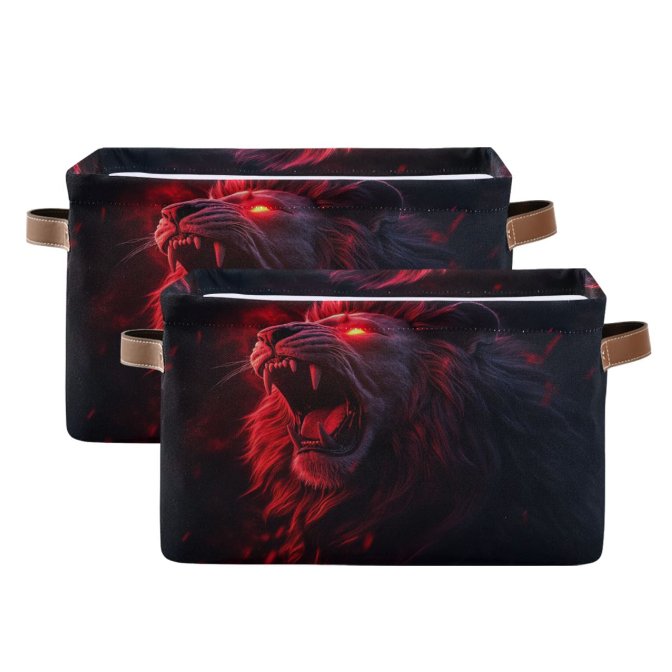 An Angry Roaring Lion Foldable Storage Basket,Canvas Fabric Foldable ...