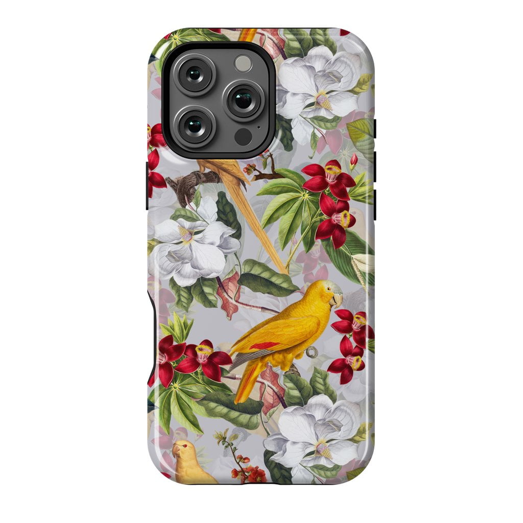 An Antique Yellow Parrots In Flower Jungle Themed Tough Case for iPhone ...