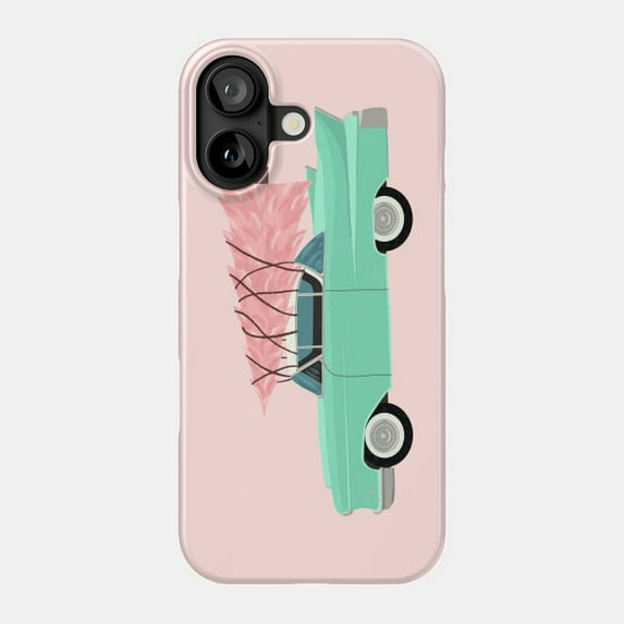 An Aqua Car with a Pink Holiday Tree on the Roof Case for iPhone 11 ...
