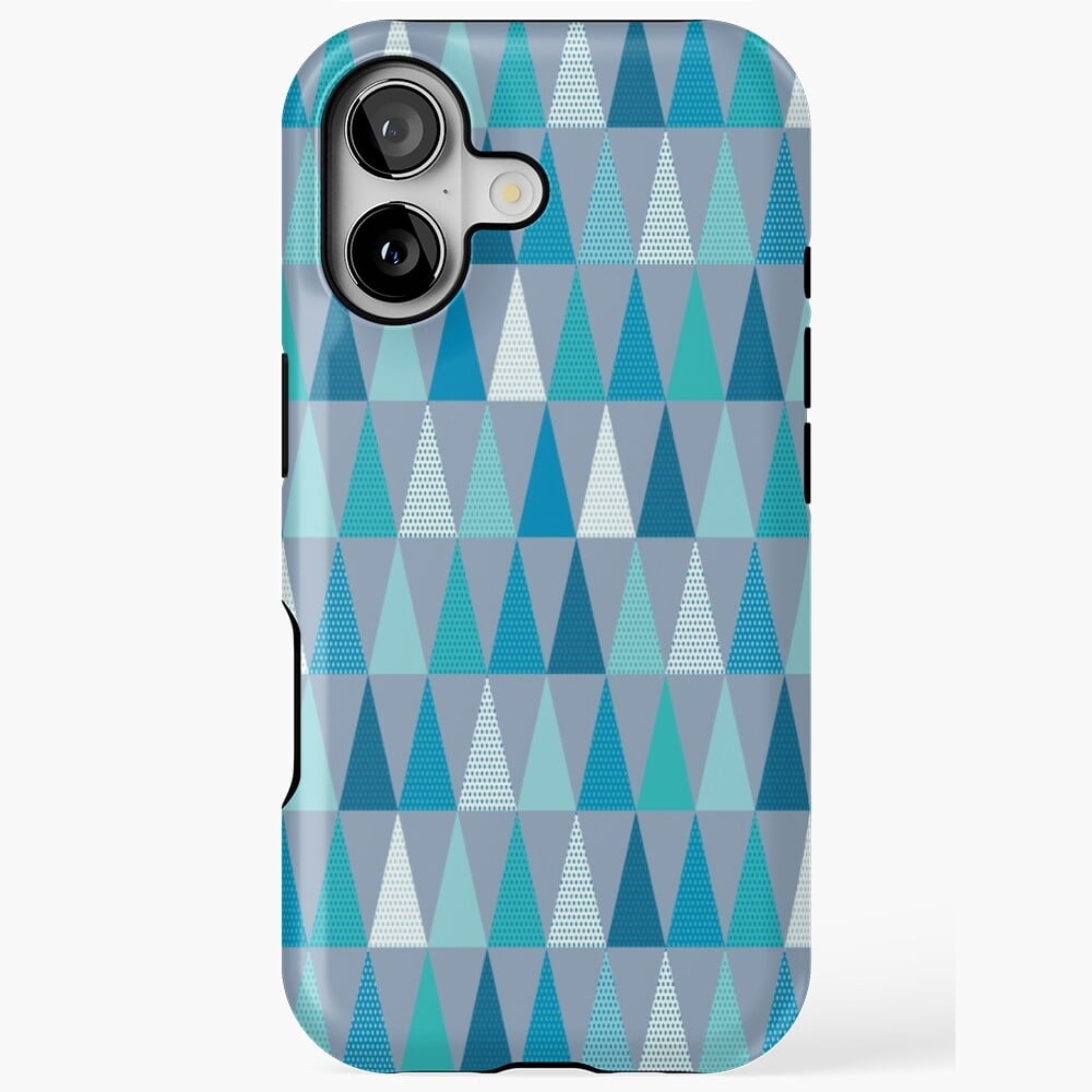 An Aqua Triangles Pattern Protective Case for iPhone 11 12 13 14 15 16 ...