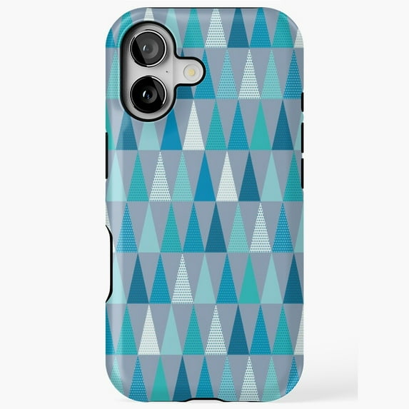 An Aqua Triangles Pattern Protective Case for iPhone 11 12 13 14 15 16 ...