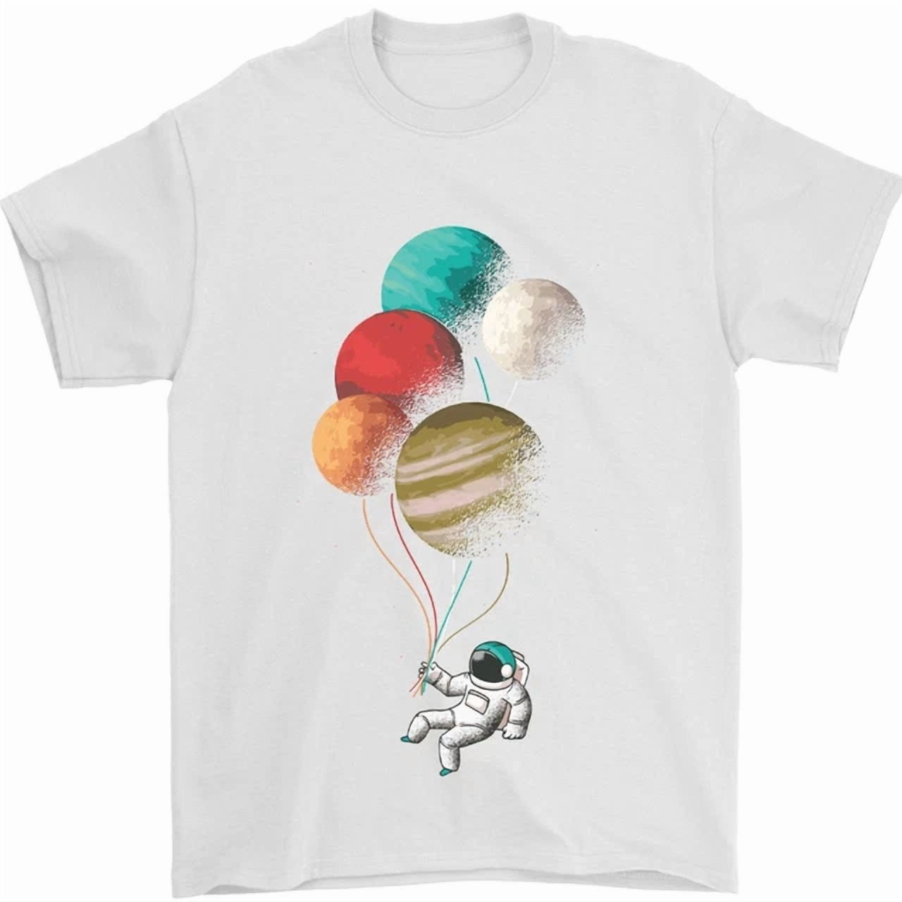An Astronaut With Planets as Balloons Space T-Shirt - Walmart.com