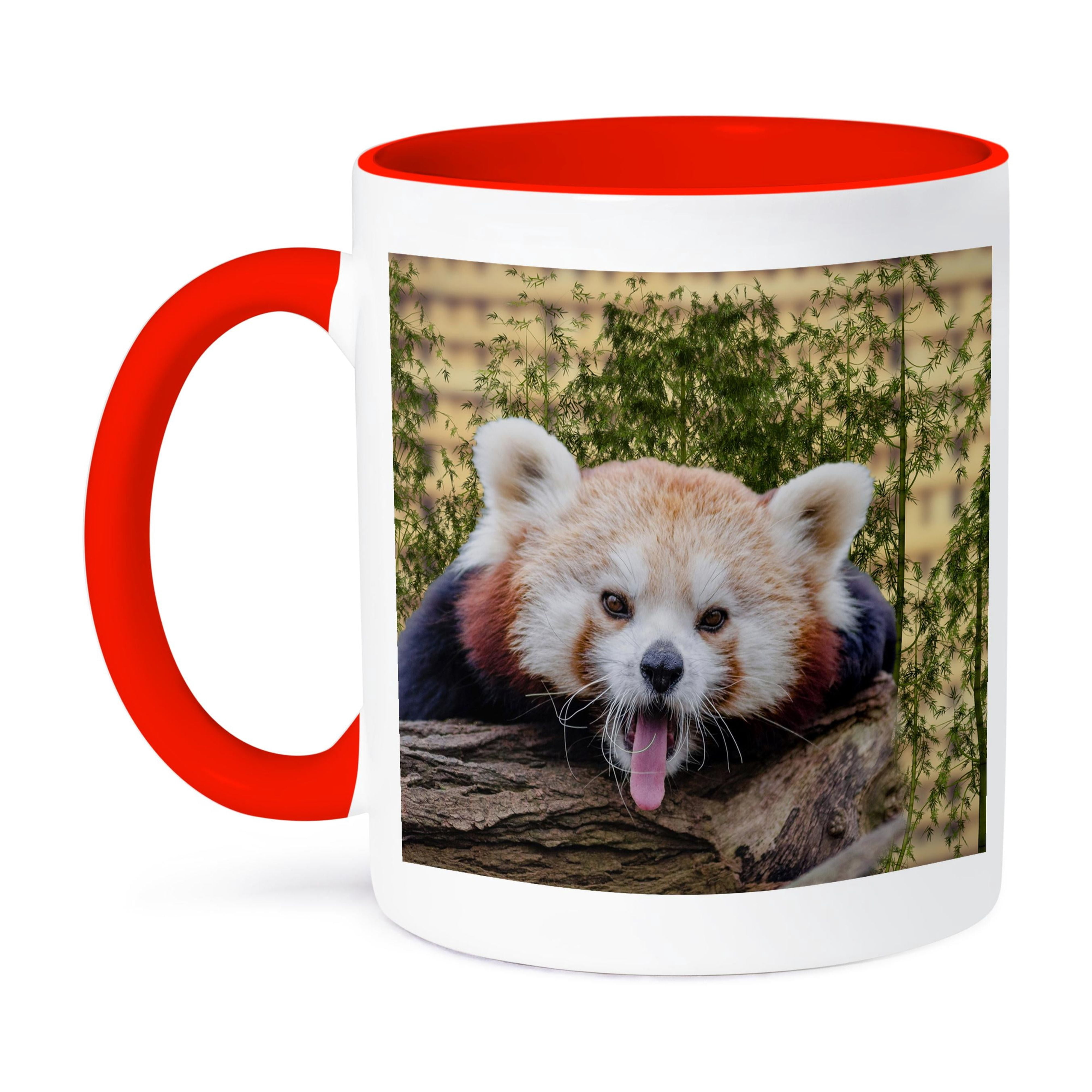 An Cute And Fluffy Red Panda Sticking Out Its Tongue, 11oz Two-Tone Red ...