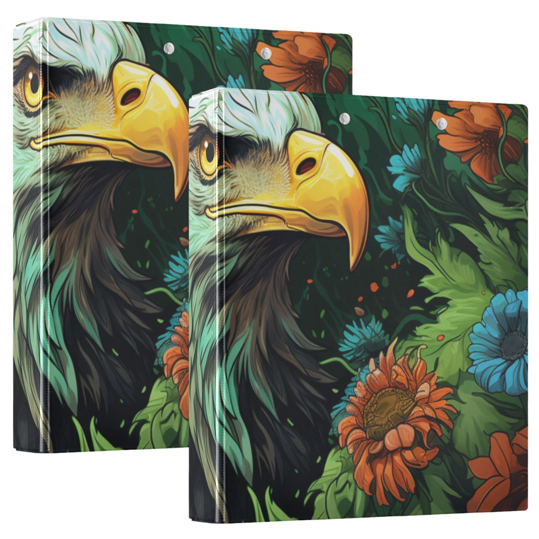 An Eagle in Floral Hardcover 3 Ring Binder 1.5 inch Round Rings with ...