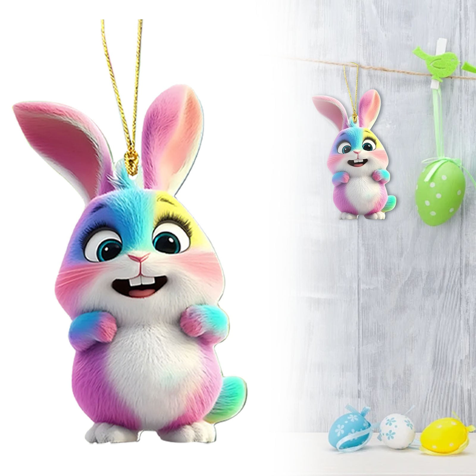 An Easter Bunny Pendant Clearance! Easter Decoration Figurine 2D Flat ...
