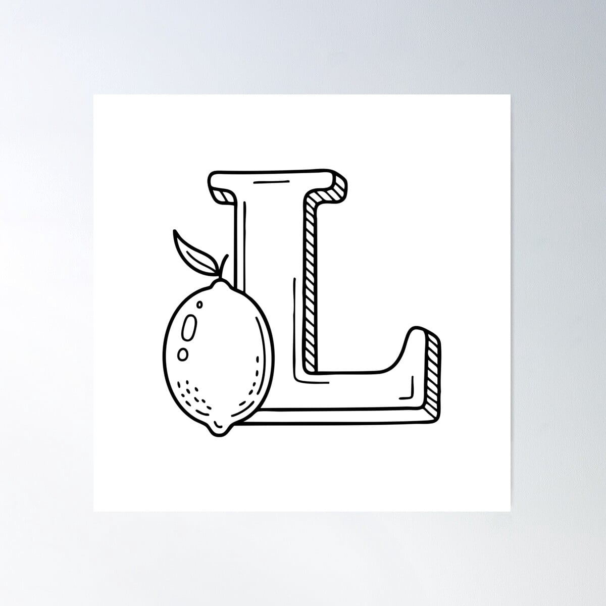 An Illustration Of A Lemon Beside The Letter L Poster Wall Art, Modern ...