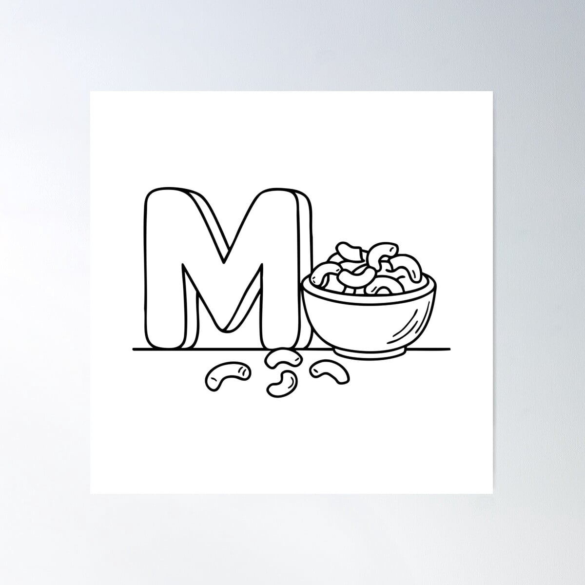 An Illustration Of Letter M Stand For Macaroni Poster Wall Art, Modern ...