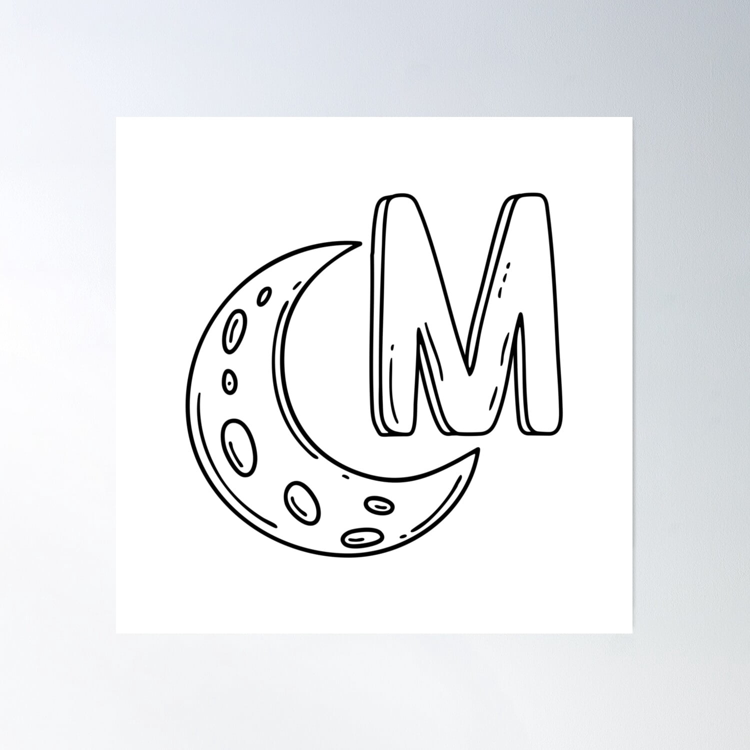 An Illustration Of Letter M Stand For Moon Poster Wall Art, Modern Wall ...