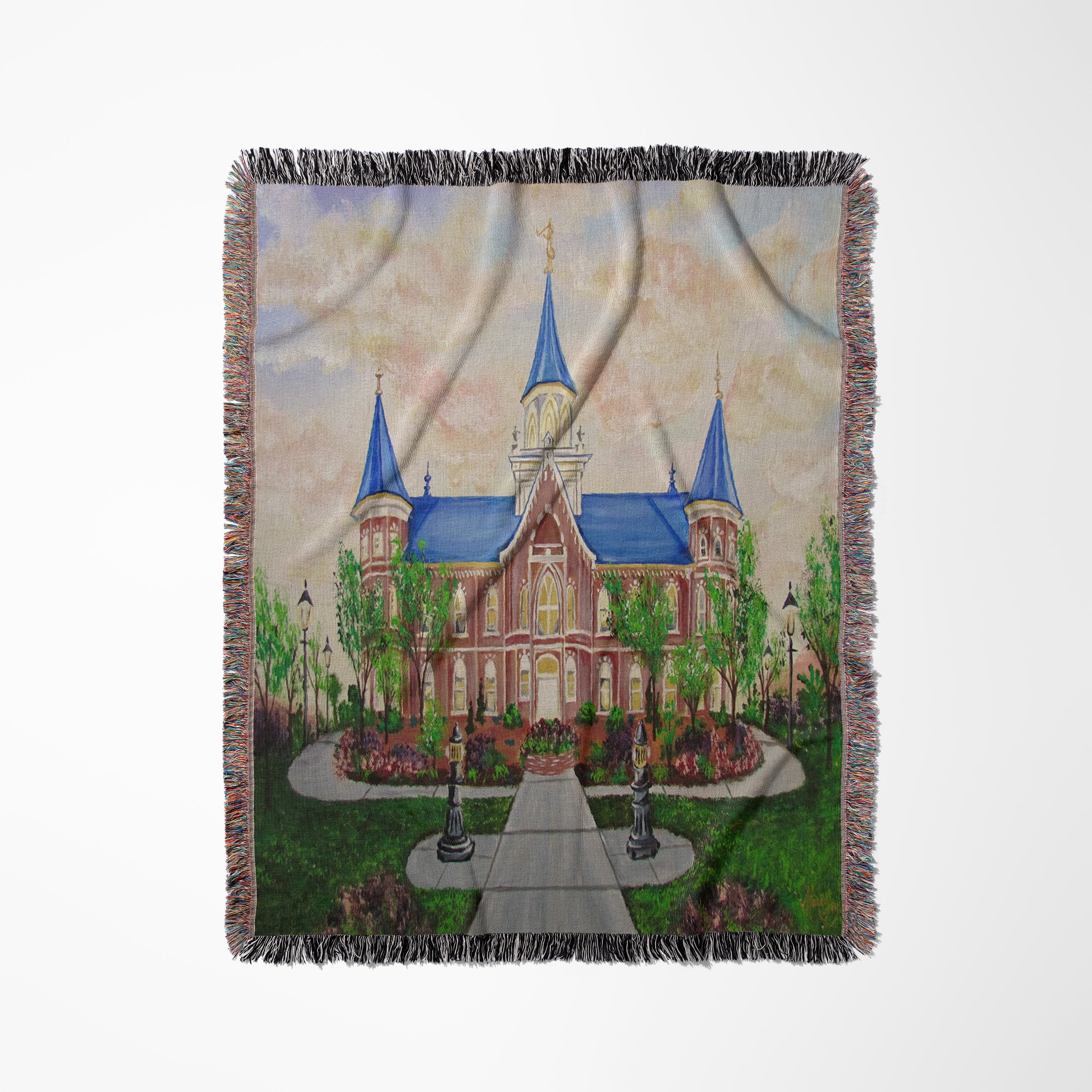 An Image Of A Mormon Temple In Salt Lake City, Utah., Woven Blanket ...