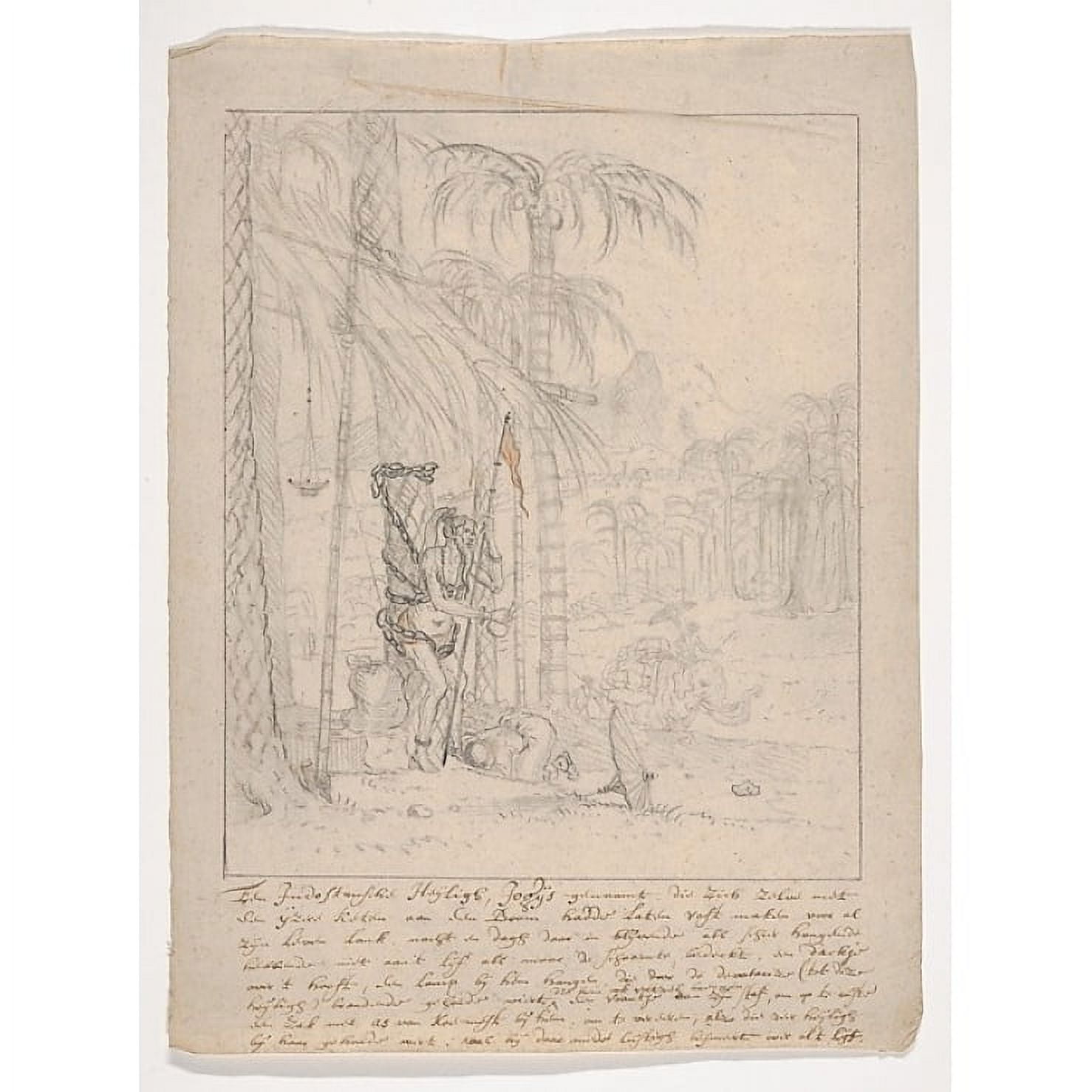 An Indian Yogi Tied to a Palm Tree Poster Print by Willem Schellinks ...