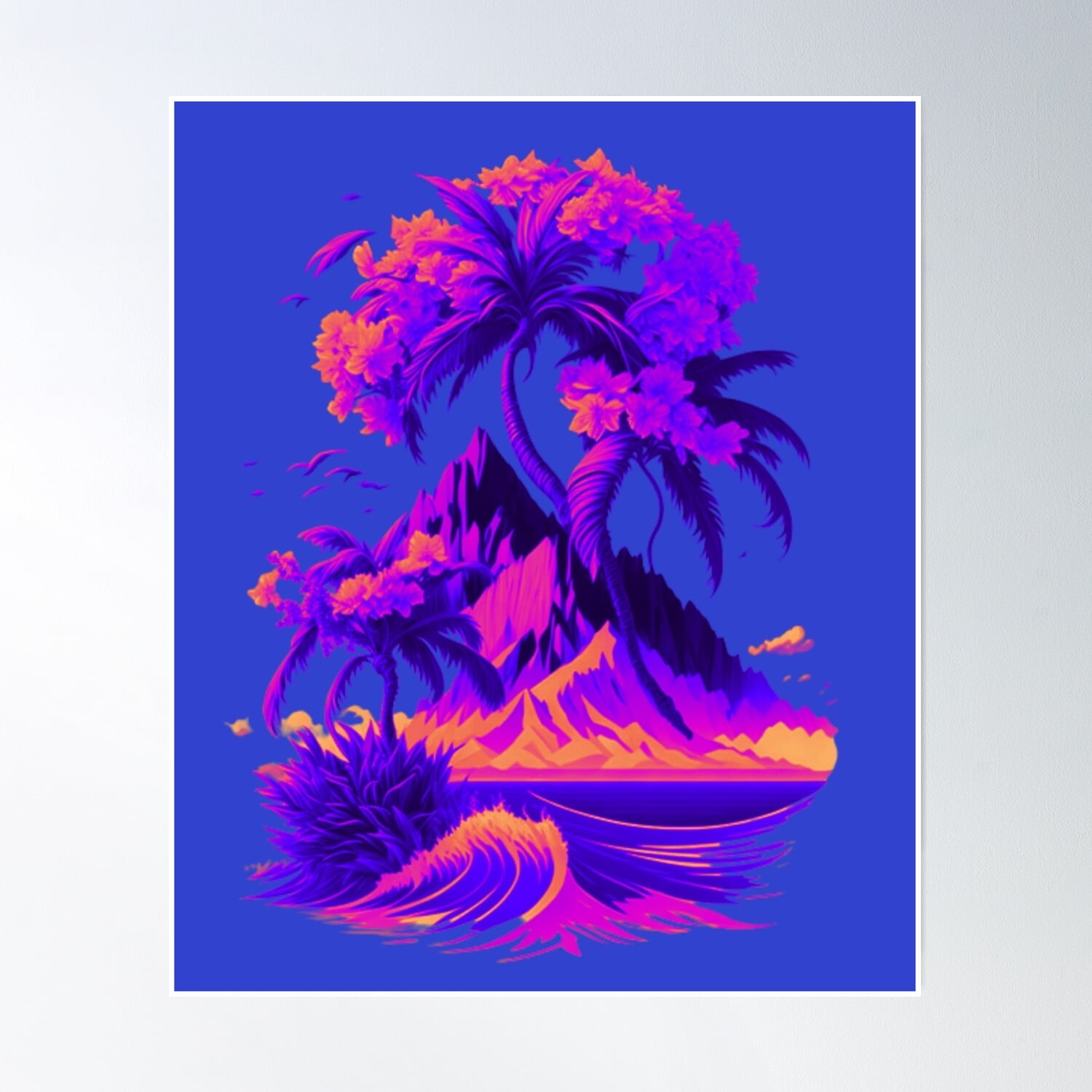 An Island With Flowering Palms- Vintage Wall Arttrendy Retro Print Room ...