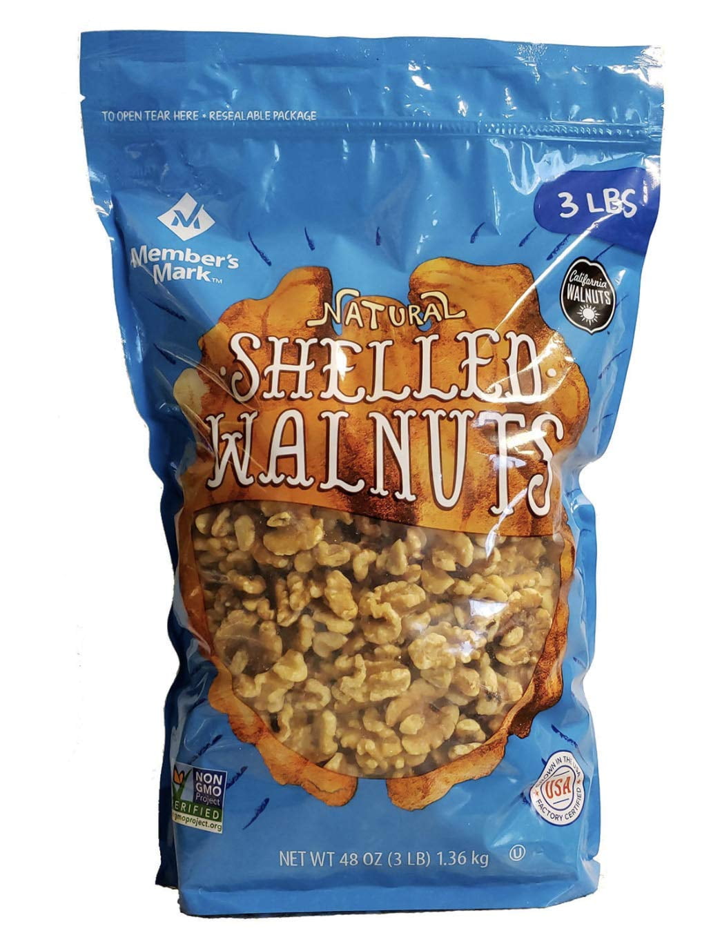 Natural Shelled Walnuts, 3 Lbs Pack - Chopped for Baking, Family Farmed ...