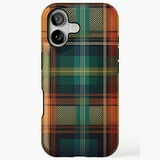 An Orange Green Fall Plaid Protective Case for iPhone 11 12 13 14 15 16 ...