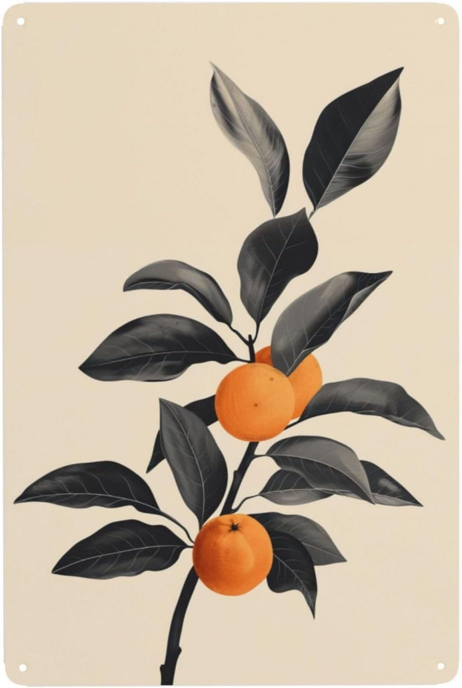 An Orange Plant In Monotone Style Metal Signs Tin Wall Decor For ...