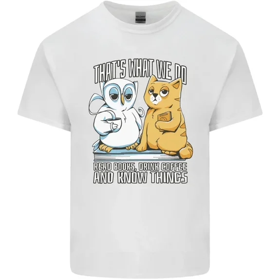 An Owl & Cat Book Reading Bibliophile T-Shirt - Walmart.com