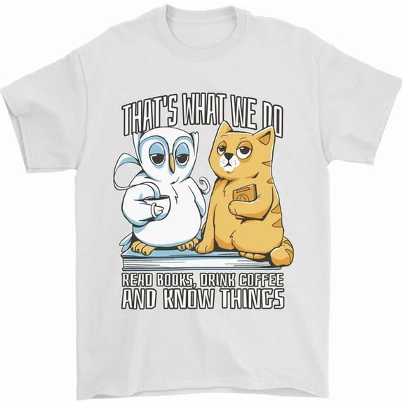 An Owl & Cat Book Reading Bibliophile T-Shirt - Walmart.com