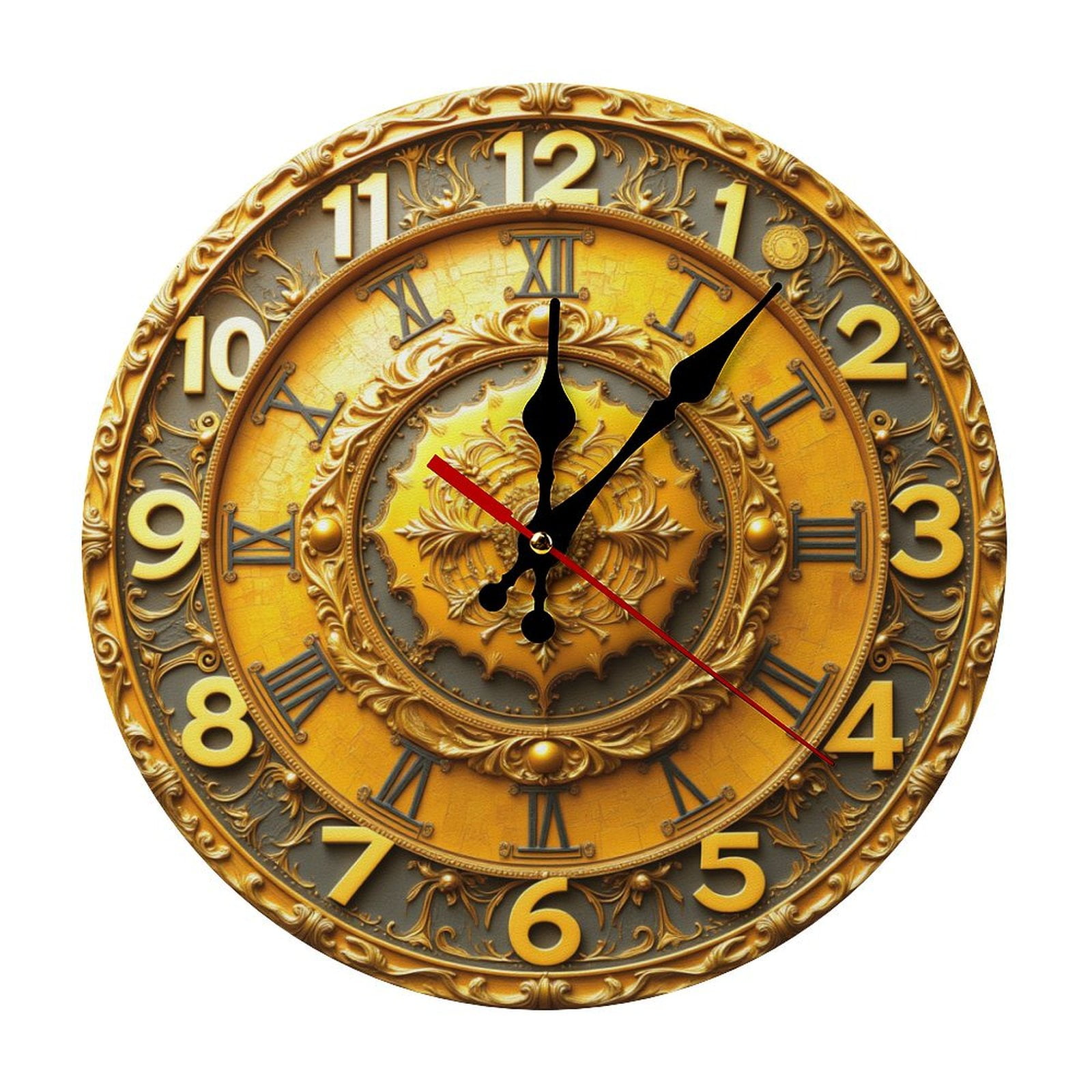 An ornate, golden - detailed clock face with intricate patterns, for a ...