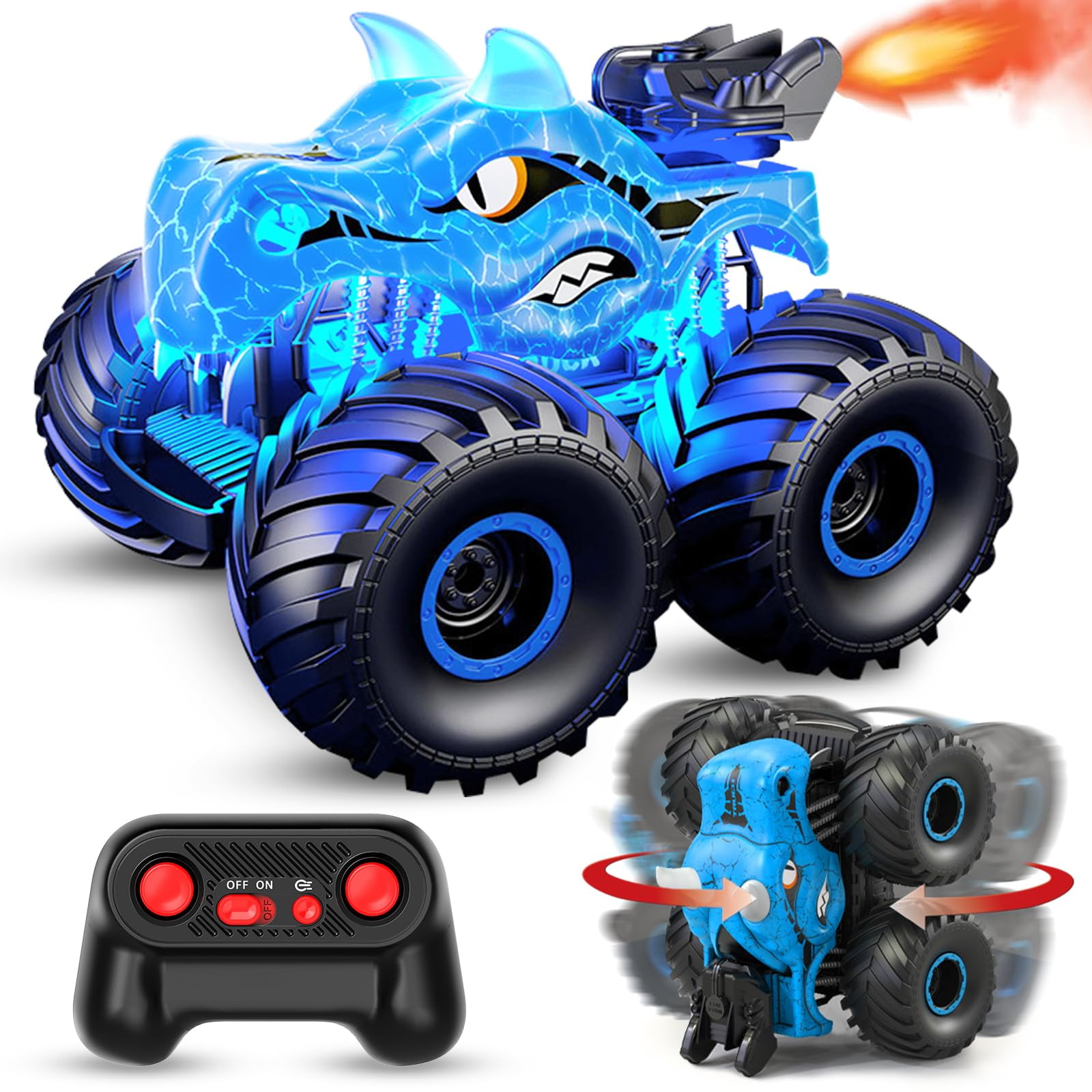 AnBnCn Remote Control Dinosaur Car, 2.4GHz RC Monster Trucks for Boys ...