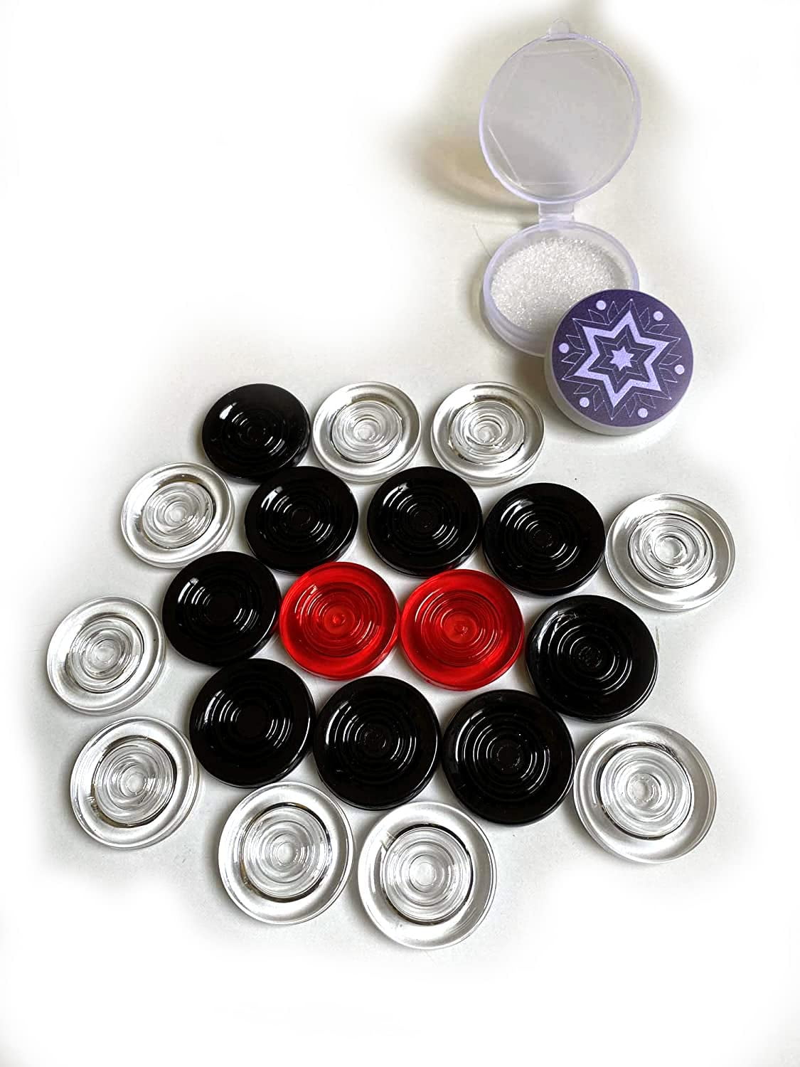 AnNafi® Carrom Coin Made DHF10 of Crystal Look PVC. Complete Set of 24 ...