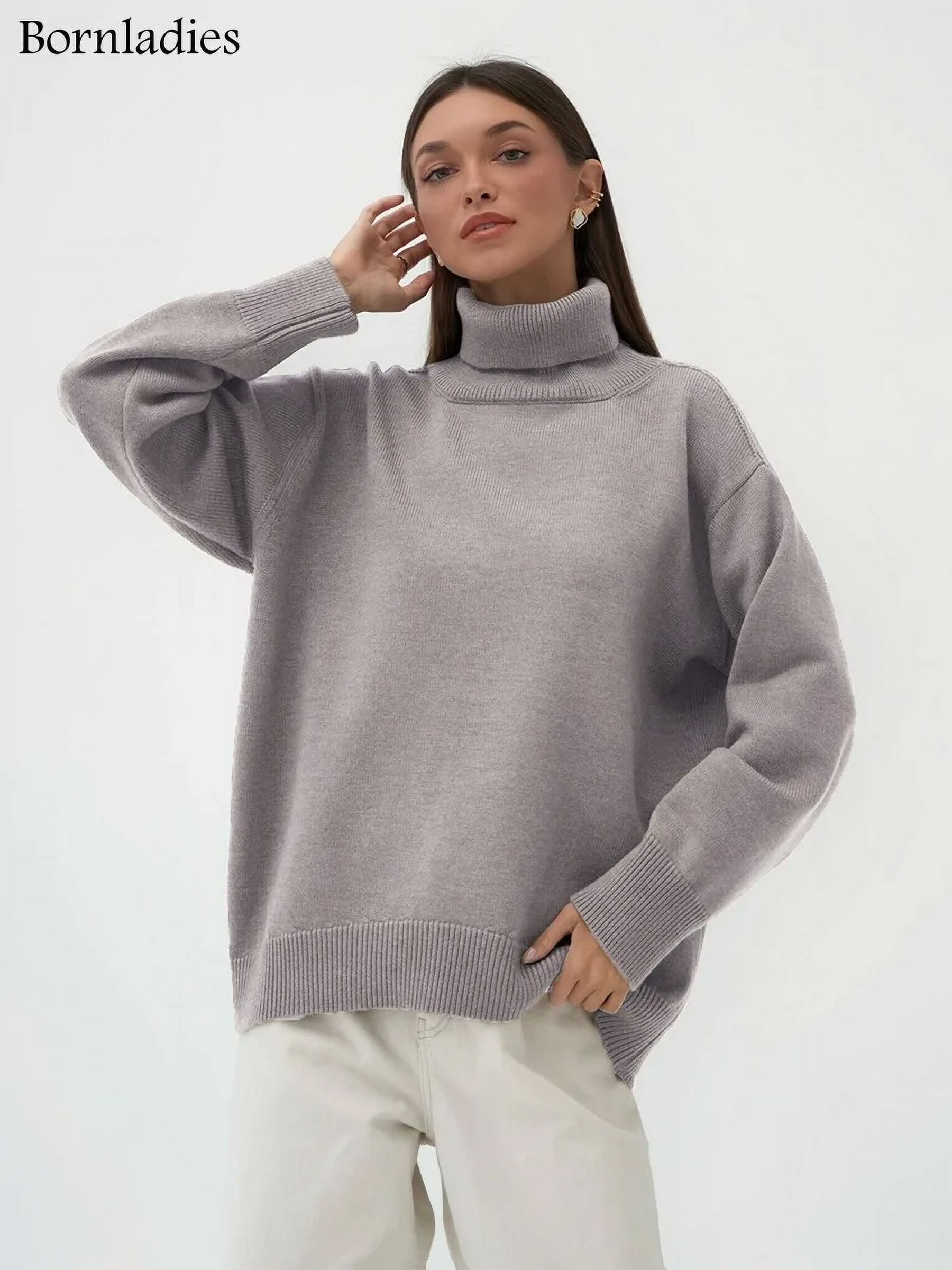 AnQingLueLv Women Turtleneck Sweater CHIC Autumn Winter Thick Warm ...