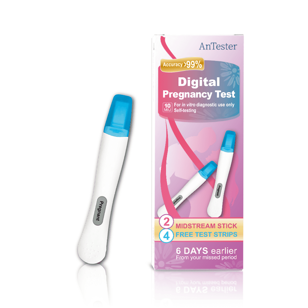 AnTester 2x Early Digital Pregnancy Test Kit + 4x hcg Test Strips 10mIU ...