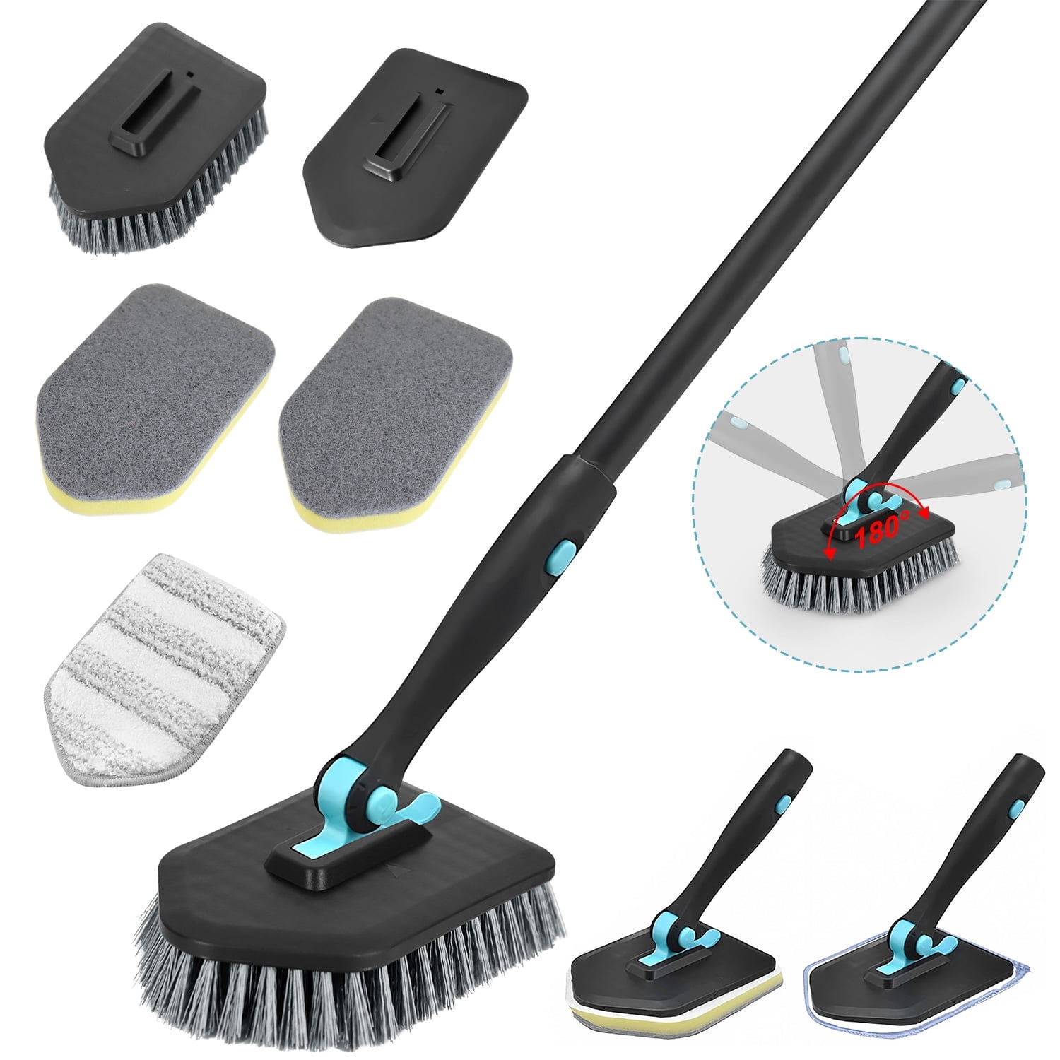 AnTom 3-in-1 Scrub Brush with Long Extendable Handle and Detachable ...