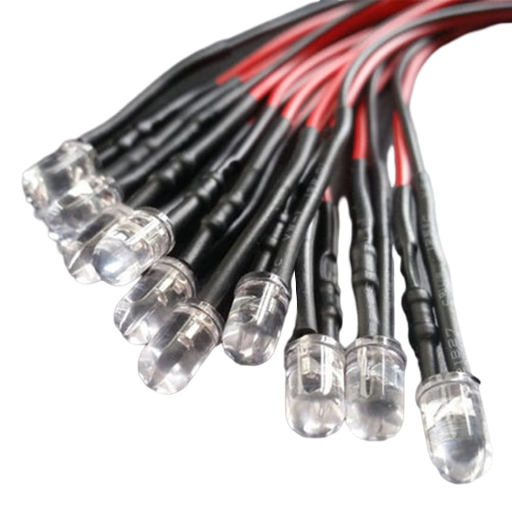 Ana 10 x 5mm LED Light Lamp Emitting Diodes 20cm Prewired for DIY ...