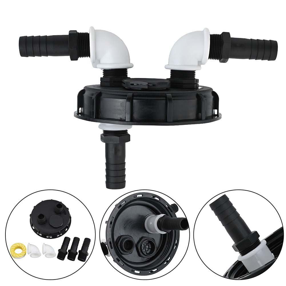 Ana 163mm IBC Cap Water Tank Accessories Adapter Cap 2x 25mm Pipe Quick ...