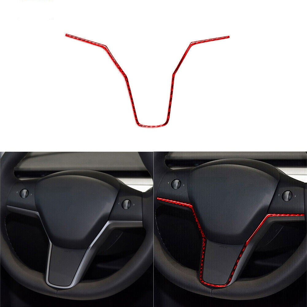 Ana 1pcs Hot Sale Red Carbon Fiber Interior Steering Wheel Cover Trim ...
