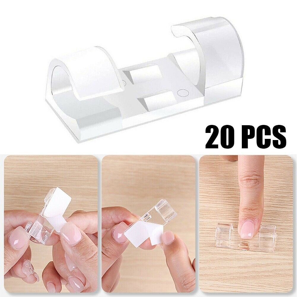 Ana 20Pcs Cable Cord Clips Self-Adhesive Wire Clamp Table Wall Tidy ...