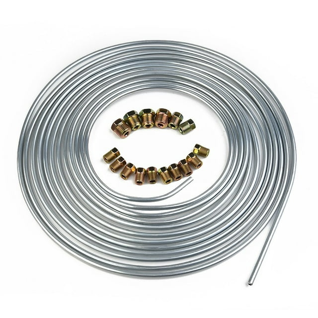 Ana 25 Ft 3/16 Car Brake Line Kit Steel Tube Roll Silver Flexible With ...