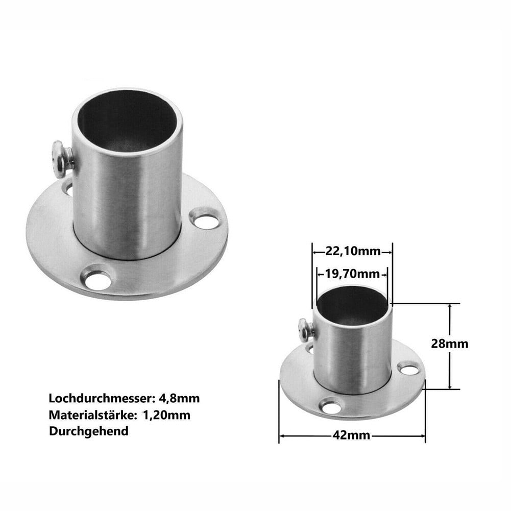 Ana 2PCS Wardrobe Bracket Stainless Steel Rod Socket Flange Rod Holder ...