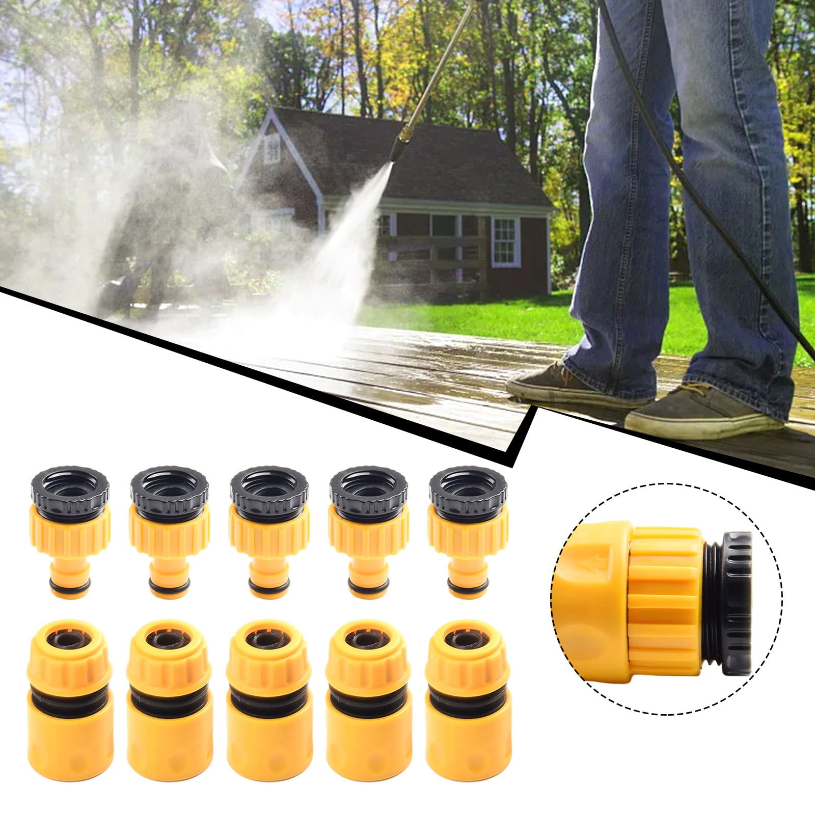 Ana 3/4 & 1/2 inch Graden Hose Tap Threaded Connector Tap Adapter & Quick Fitting - Walmart.com