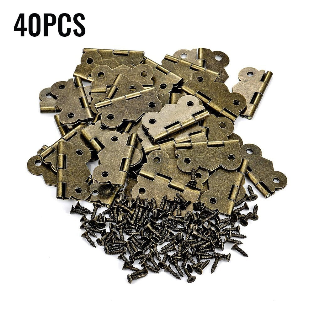 Ana 40 PCS Hinges With Screws Antique Small Butterfly Hinge Bronze ...