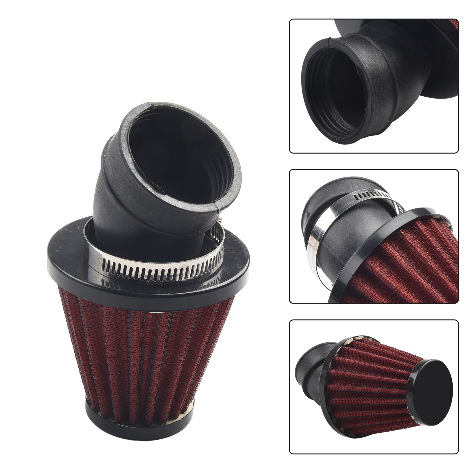 Ana 45° Bent Motorcycle Air Intake Filter 48mm inlet Pod For Scooter ...