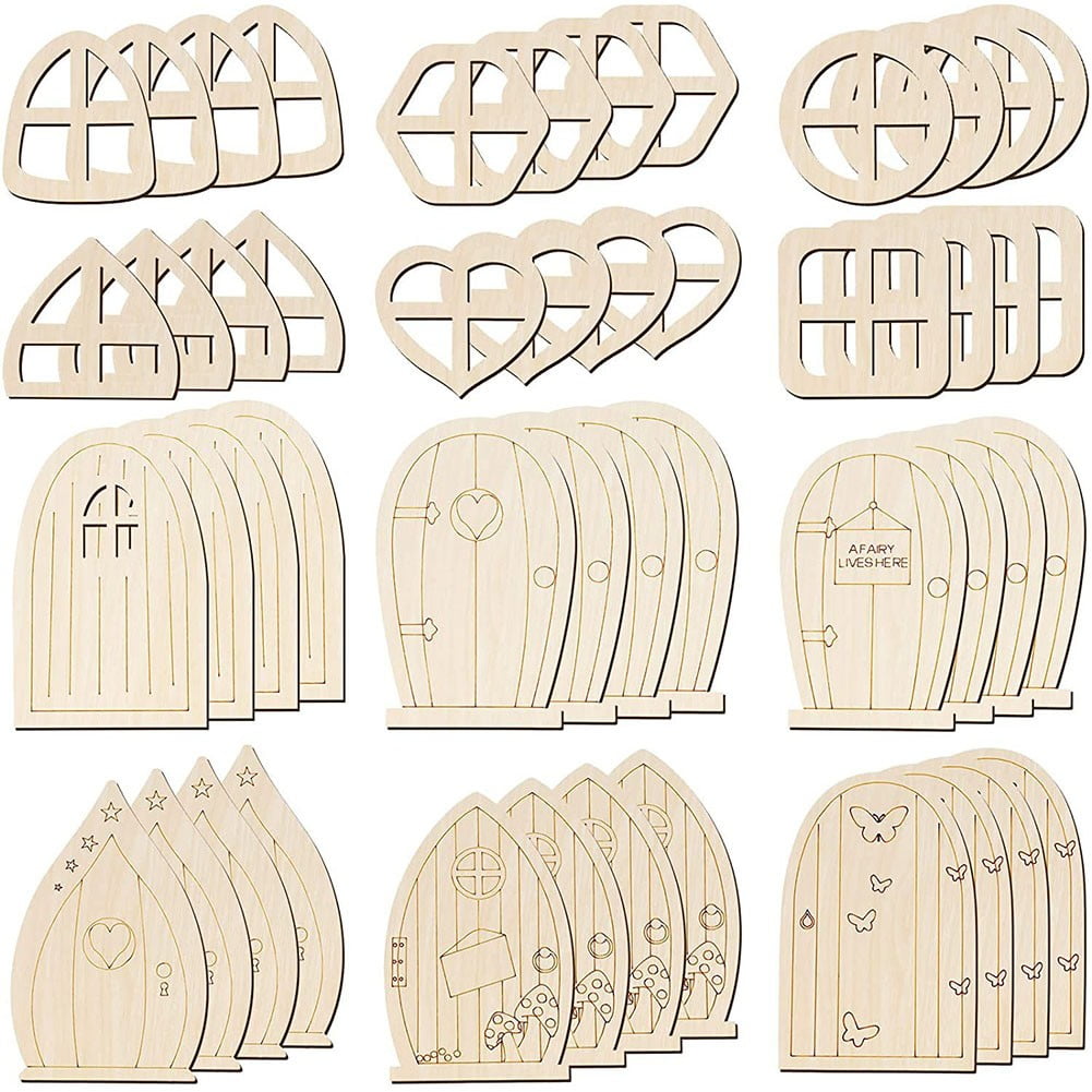 Ana 48PCS Wooden Fairy Garden Door Fairy Door DIY Craft Kit Mini Blank DoorHome Decor - Walmart.com