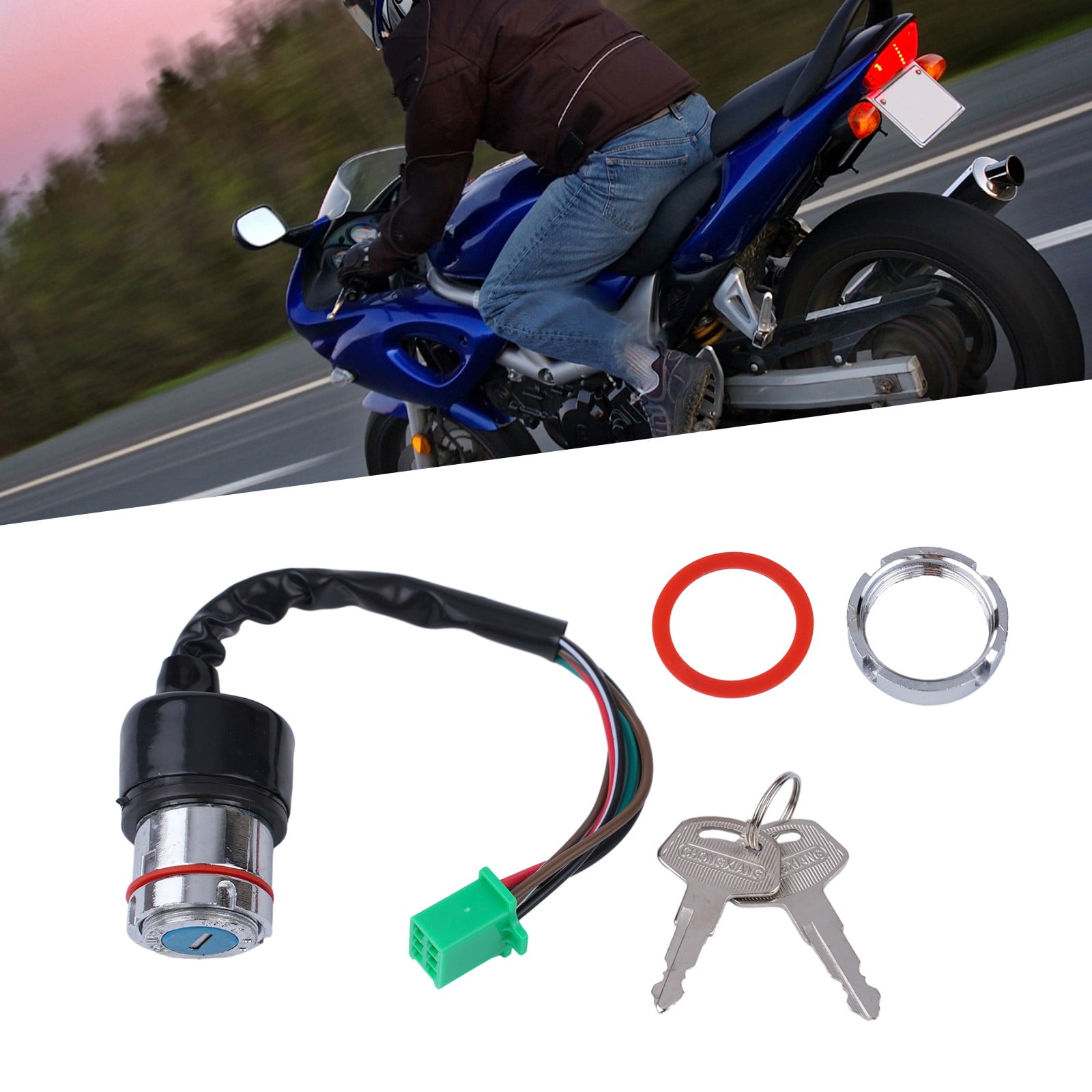 Ana 6 Wire Motorcycle Ignition Key Switch 2 Keys Set 50CC 90CC 110CC ...