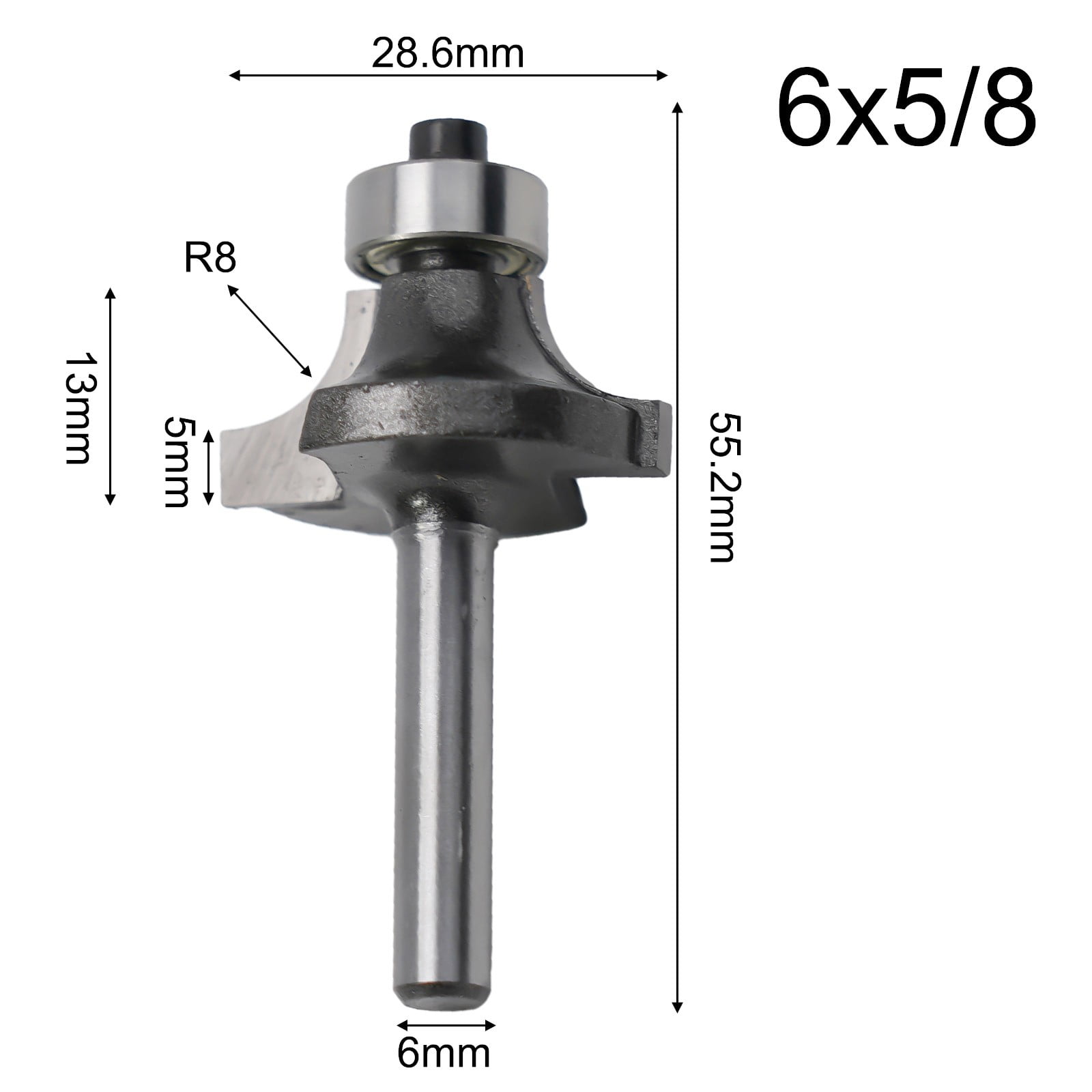 Ana 6mm Shank Corner Round Over Router Bit with BearingMilling Cutter ...