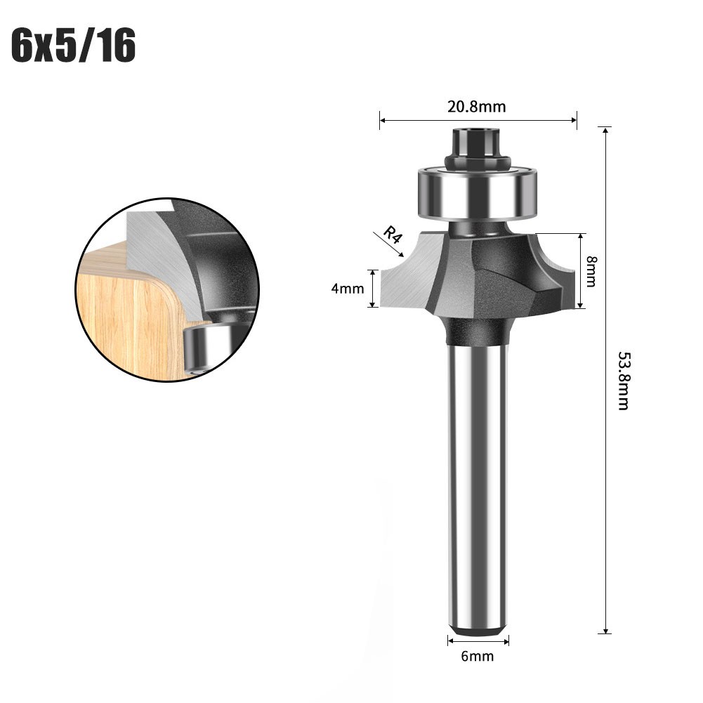 Ana 6mm Shank Corner Round Over Router Bit with BearingMilling Cutter ...