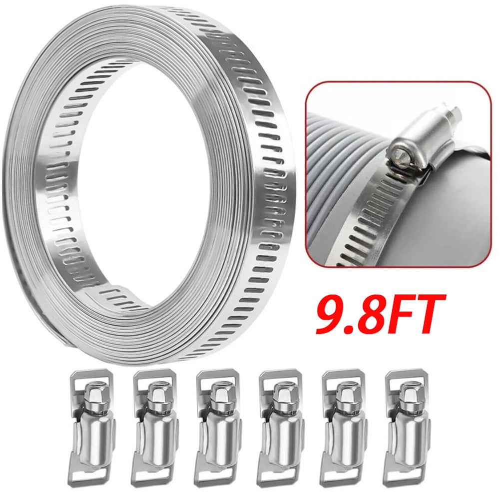 Ana 9.8ft Adjustable Large Hose Clamps Worm Gear Stainless Steel Clamp ...