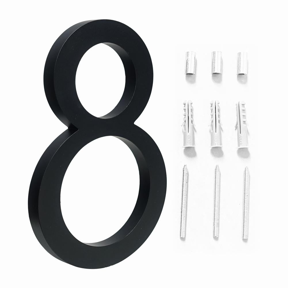 Ana Aliuminum 142mm Floating Exterior House Numbers 3D 0-9 Black ...