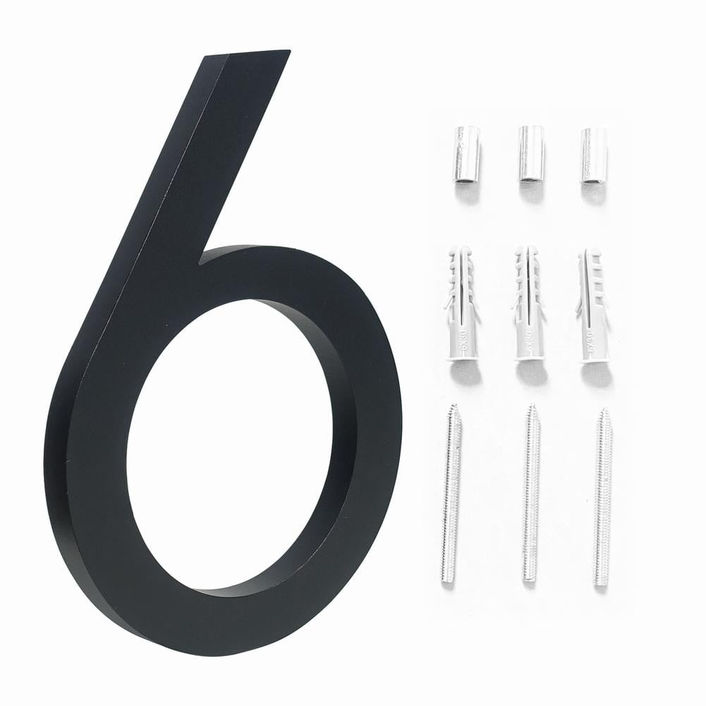 Ana Aliuminum 142mm Floating Exterior House Numbers 3D 0-9 Black ...