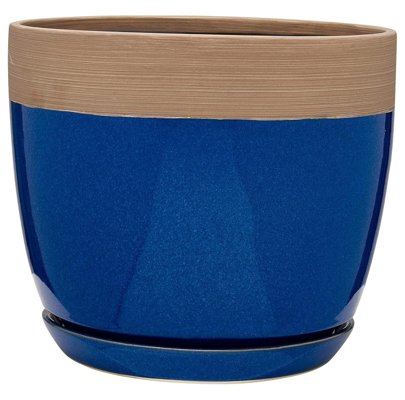 Ana Ceramic Indoor Pot Planter 12" Diameter Blue Modern Contemporary ...