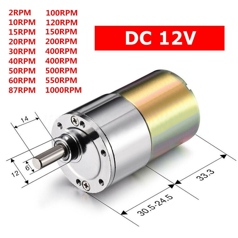 Ana DC 12V 2RPM- 1000RPM High Torque Electric Gear Box Motor Speed Reduction - Walmart.com