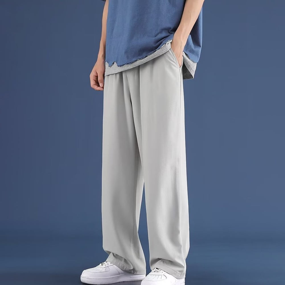 Ana Men Ice Silk Sweatpants Jogger Trousers Sport Gym Oversized Baggy ...