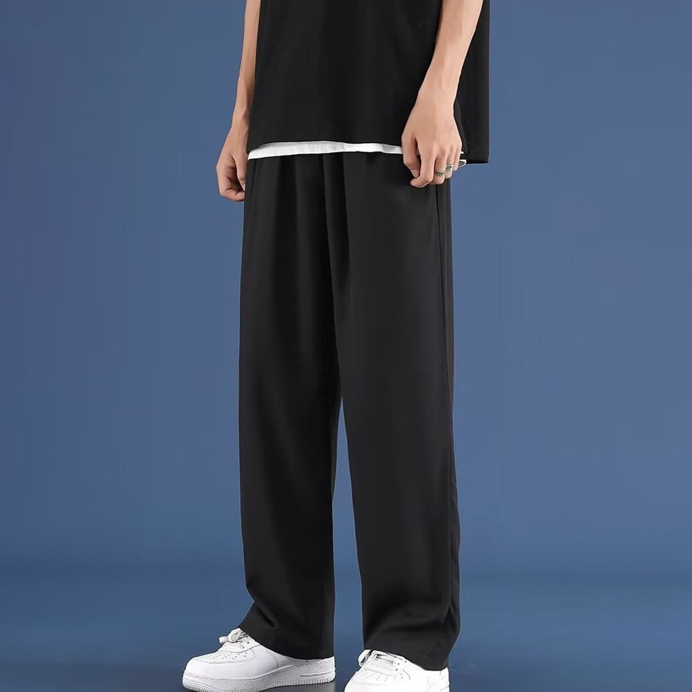 Ana Men Ice Silk Sweatpants Jogger Trousers Sport Gym Oversized Baggy ...