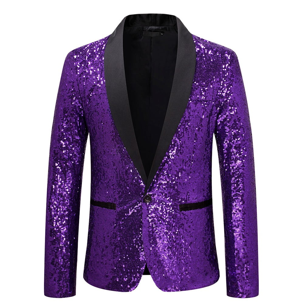 Ana Men Shiny Gold Sequin Glitter Embellished Blazer Jacket Nightclub Prom Suit - Walmart.com