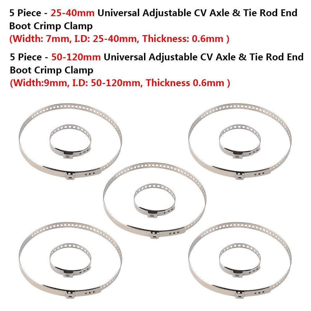 Ana New 10 Pcs Adjustable Axle CV Joint Boot Crimp Clamps Large&Small ...